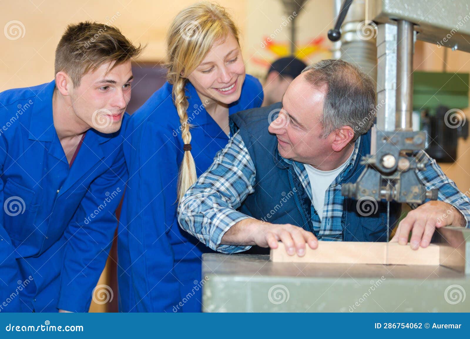 Demonstrating Cutting Timber Using Machinery Jigsaw Stock Photo - Image ...