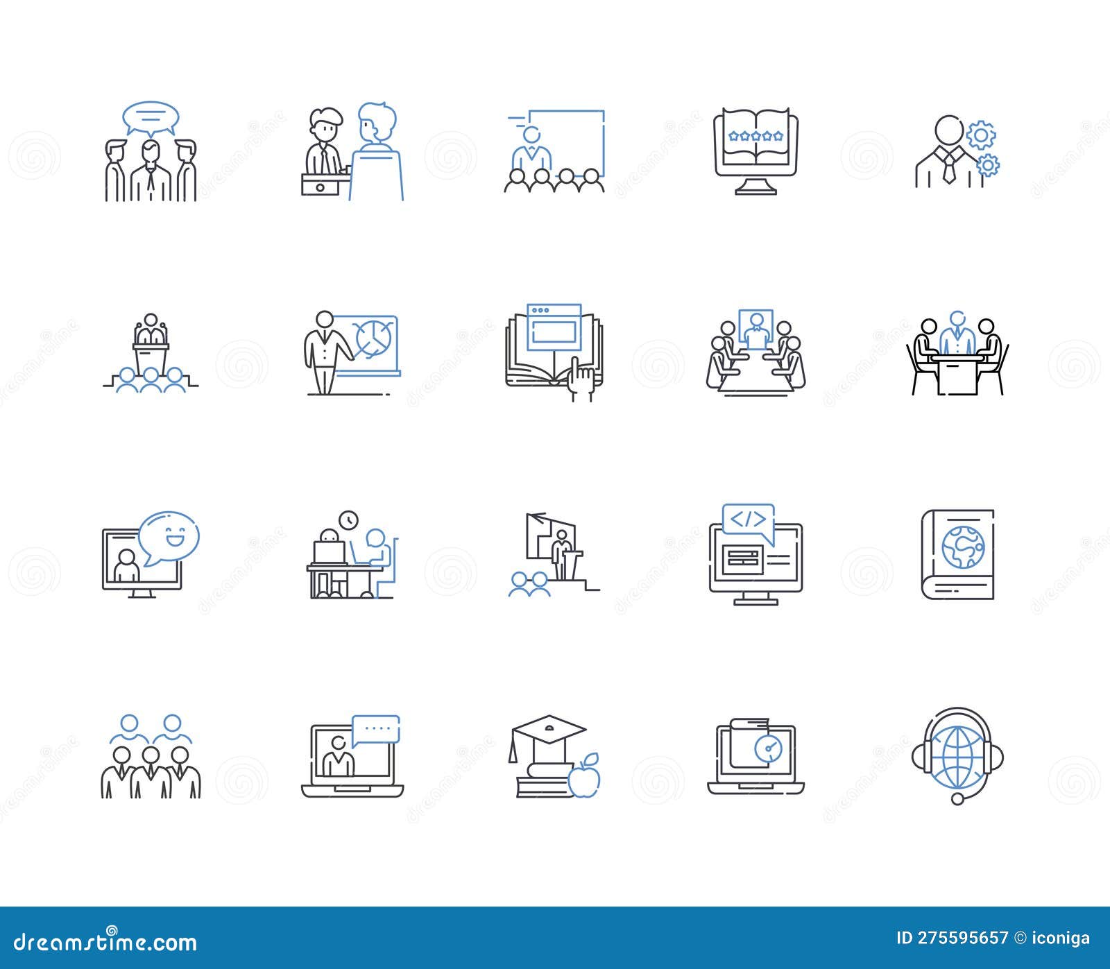 Demonstrating Line Icons Collection. Presenting, Showcasing, Exhibiting ...