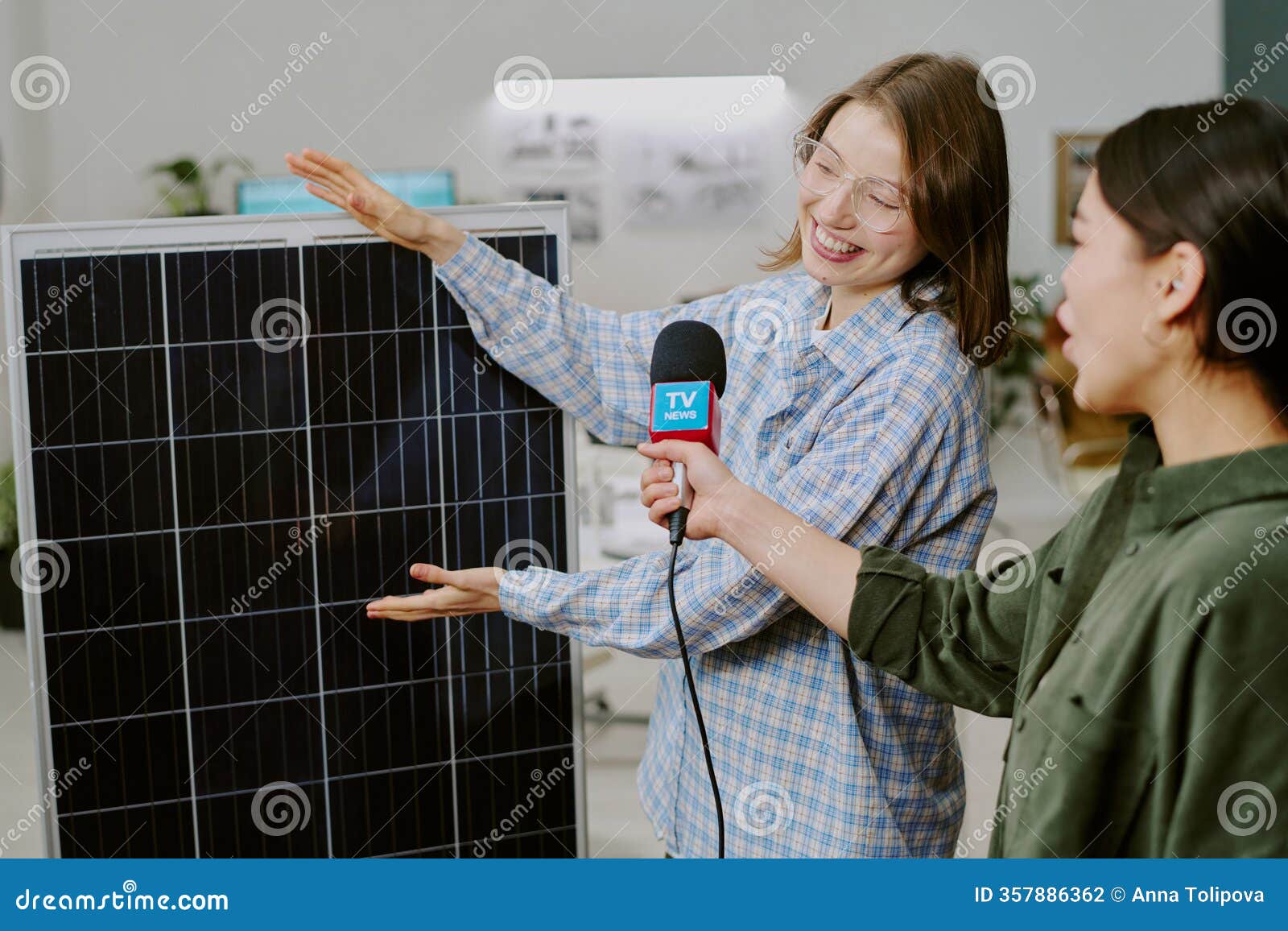 Demonstrating Solar Panel Technology for Interview Stock Photo - Image ...
