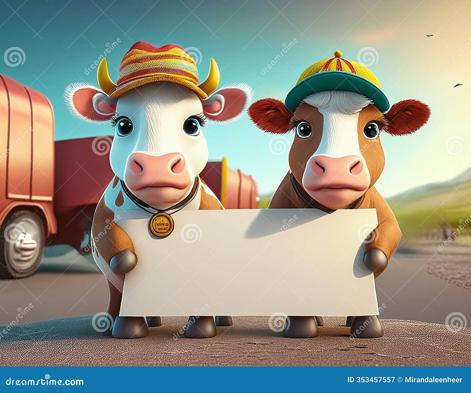 Demonstration cows cartoon stock illustration. Illustration of postcard ...