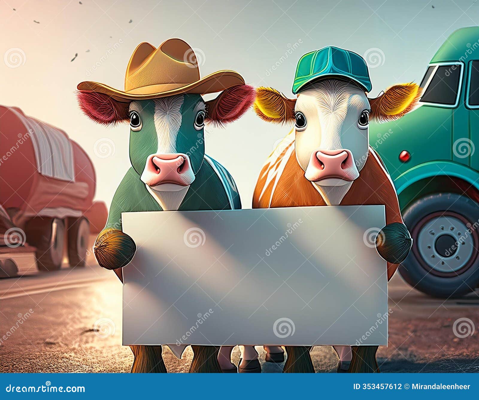 Demonstration cows cartoon stock illustration. Illustration of animals ...