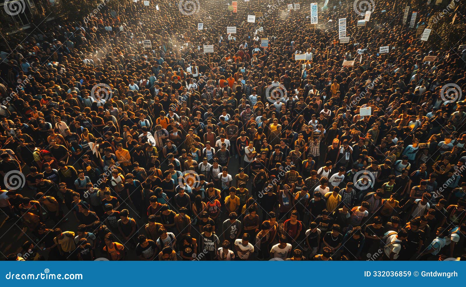Demonstration Power, Crowd of People, Big Scale, Black and White Image ...