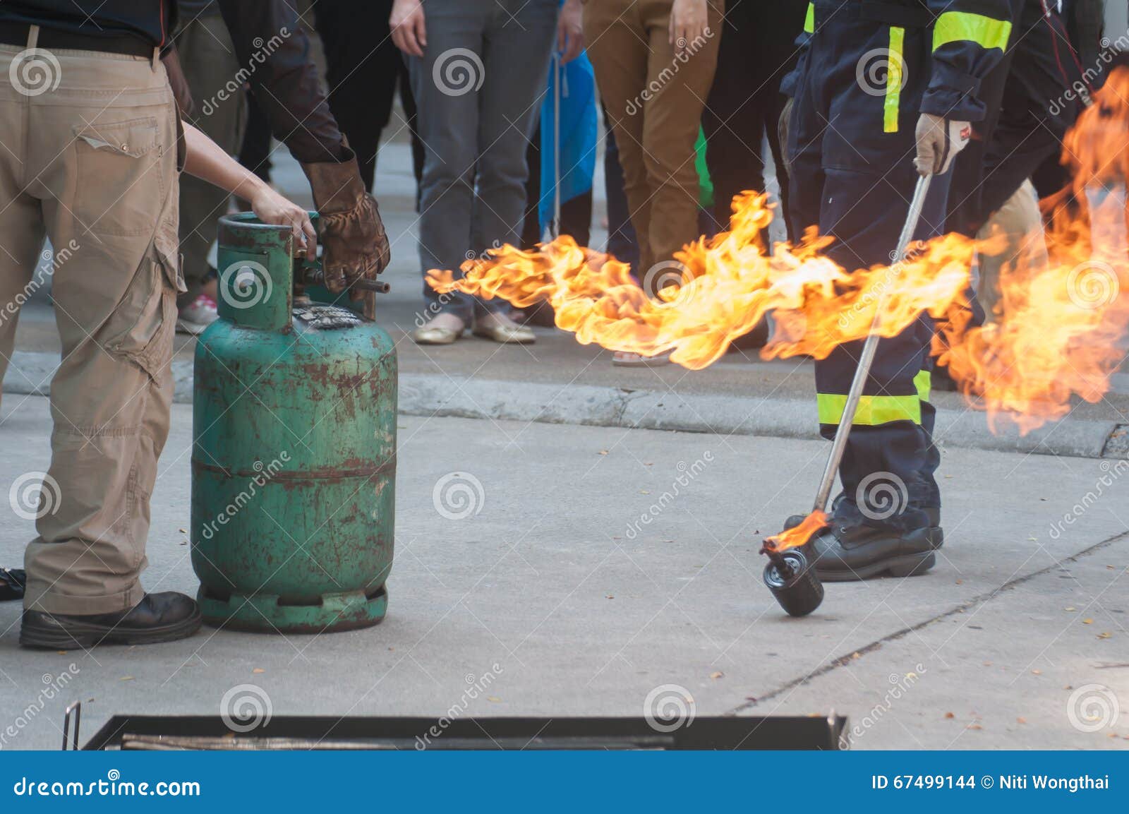 Demonstration with Fire Extinguishers. Stock Photo - Image of ...