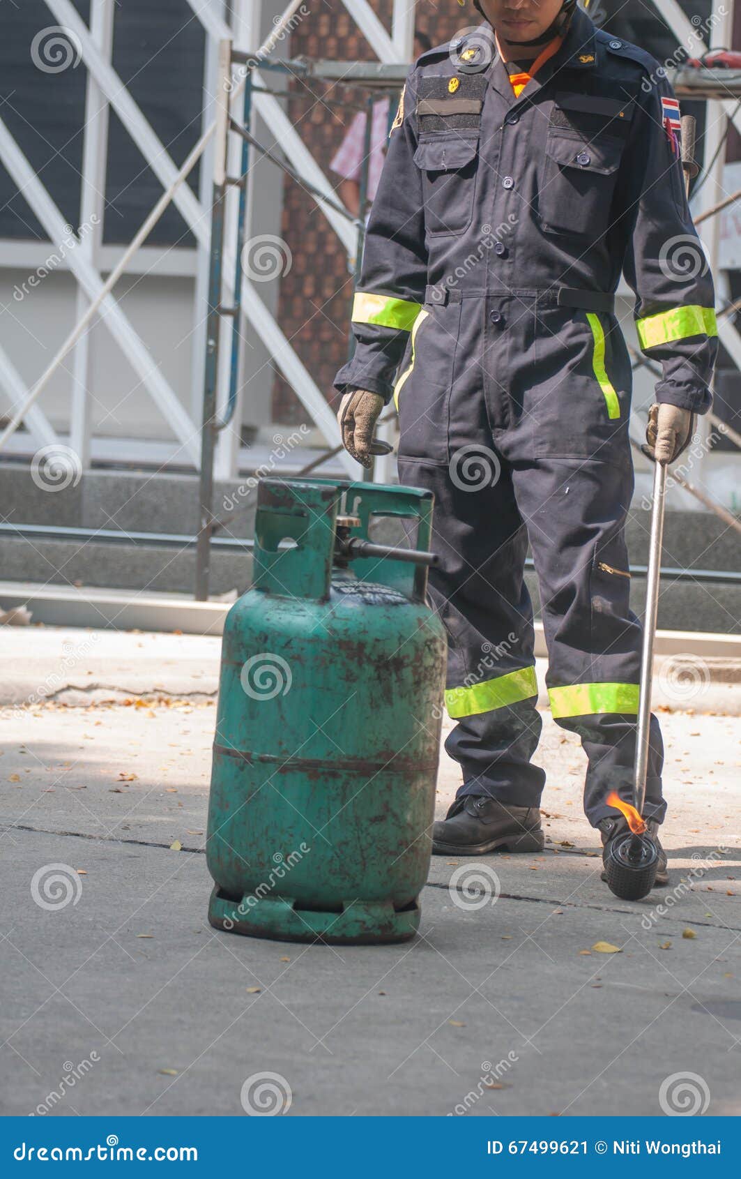 Demonstration with Fire Extinguishers. Stock Image - Image of apparatus ...