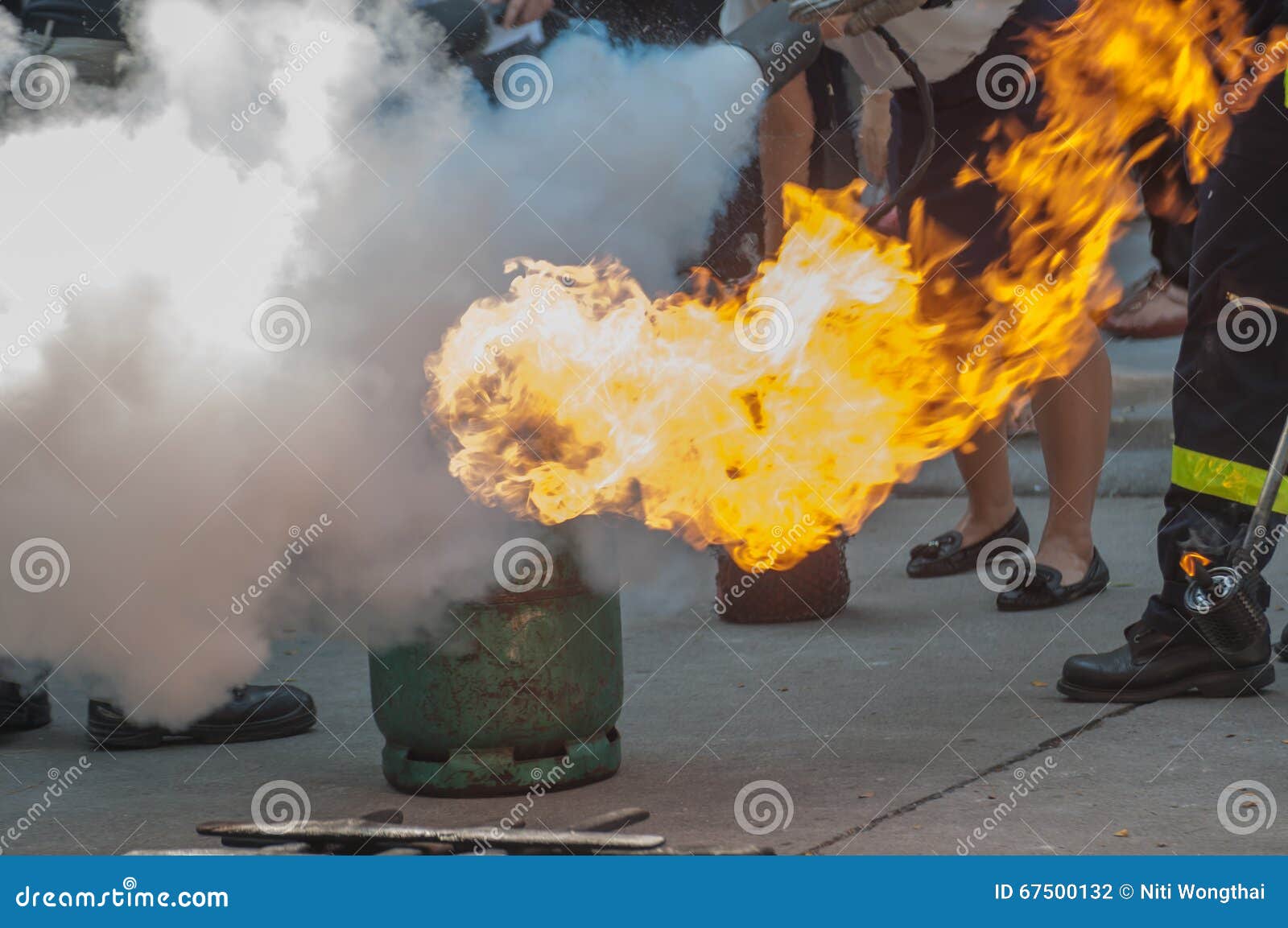 Demonstration with Fire Extinguishers. Stock Photo - Image of activated ...