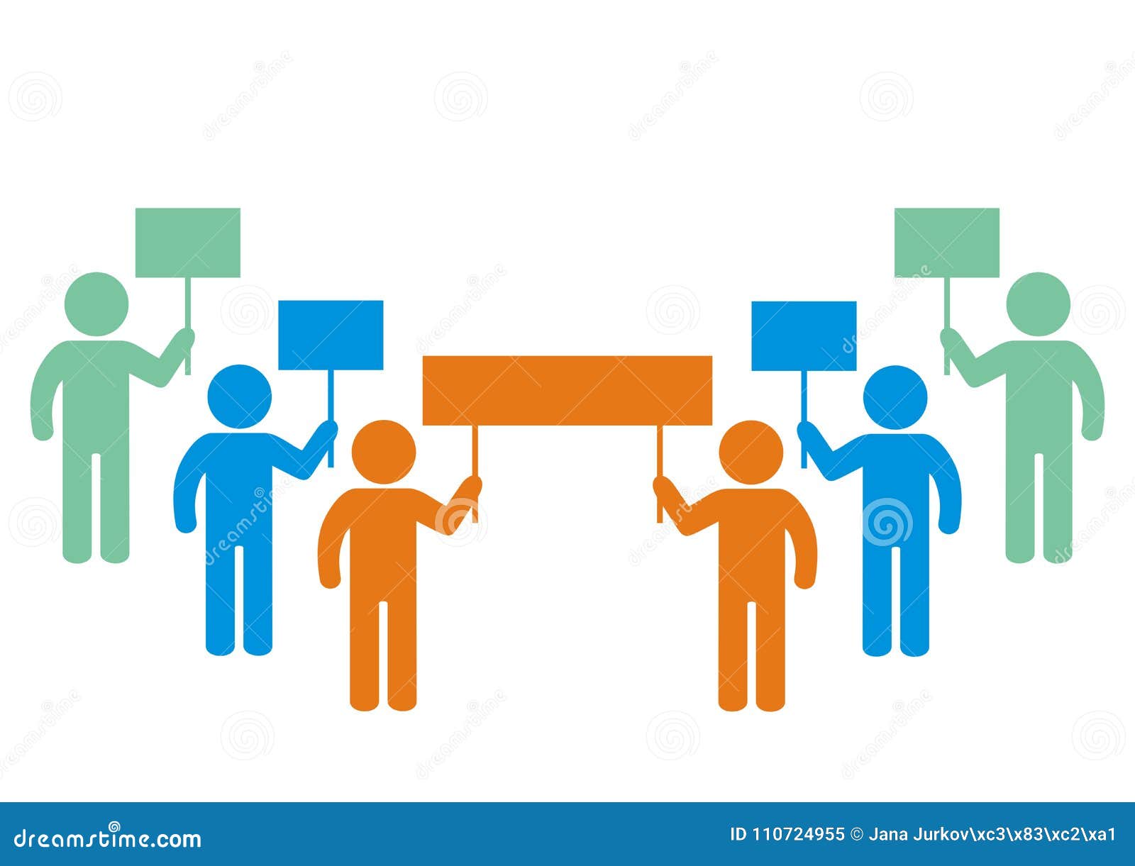 Demonstration, Group of People with Banners, Vector Icon Stock Vector ...