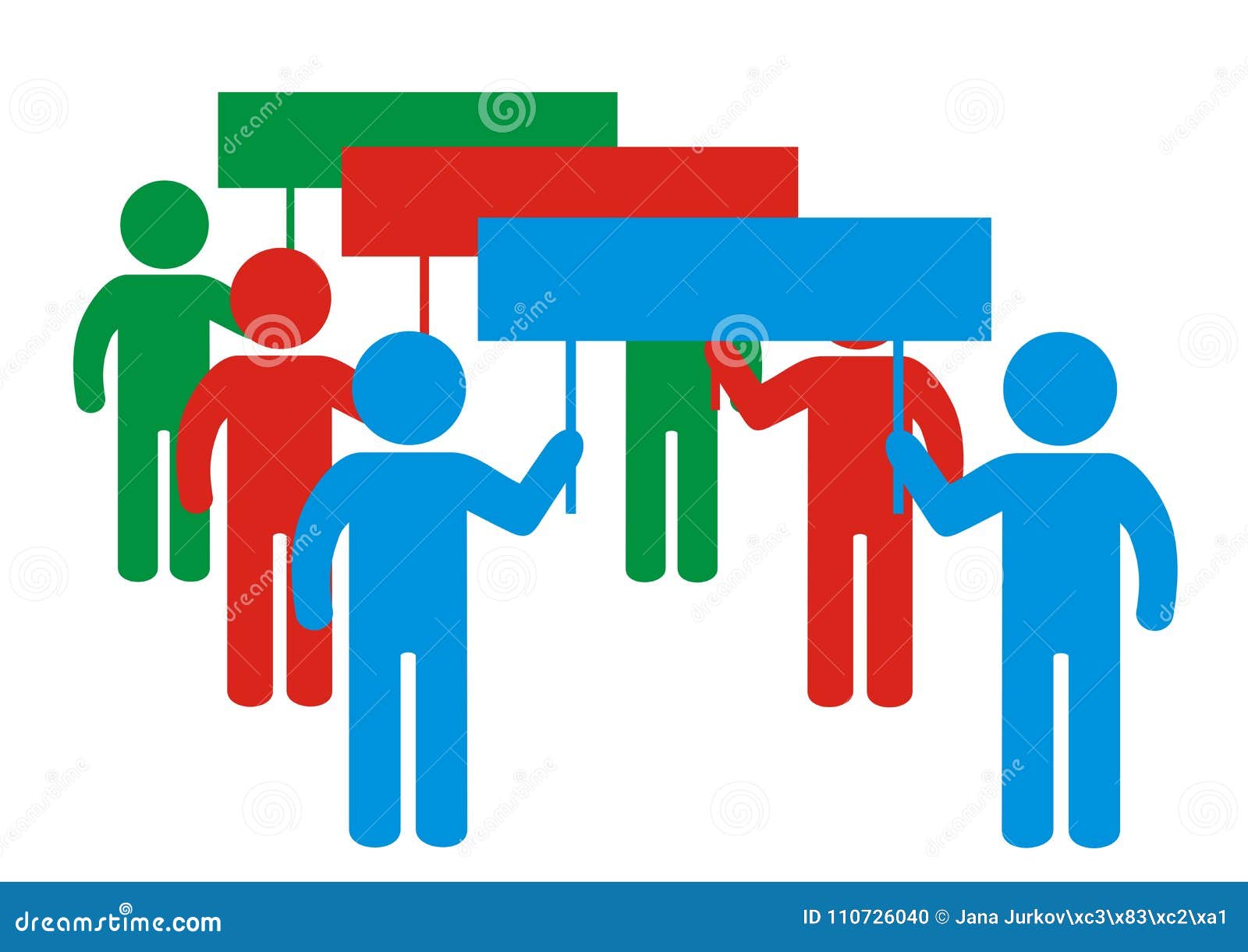 Demonstration, Group of People with Banners, Vector Icon Stock Vector ...