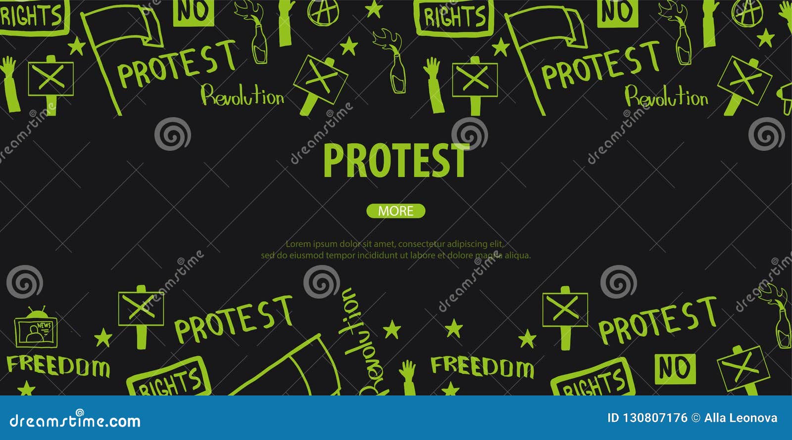 Demonstration, Manifestation, Protest, Strike, Revolution. Banner with ...