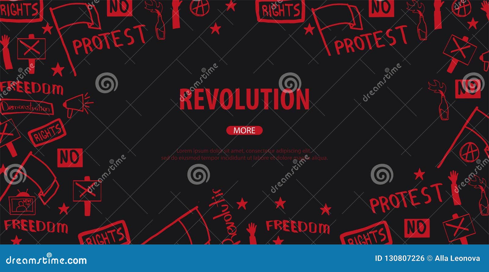 Demonstration, Manifestation, Protest, Strike, Revolution. Banner with ...