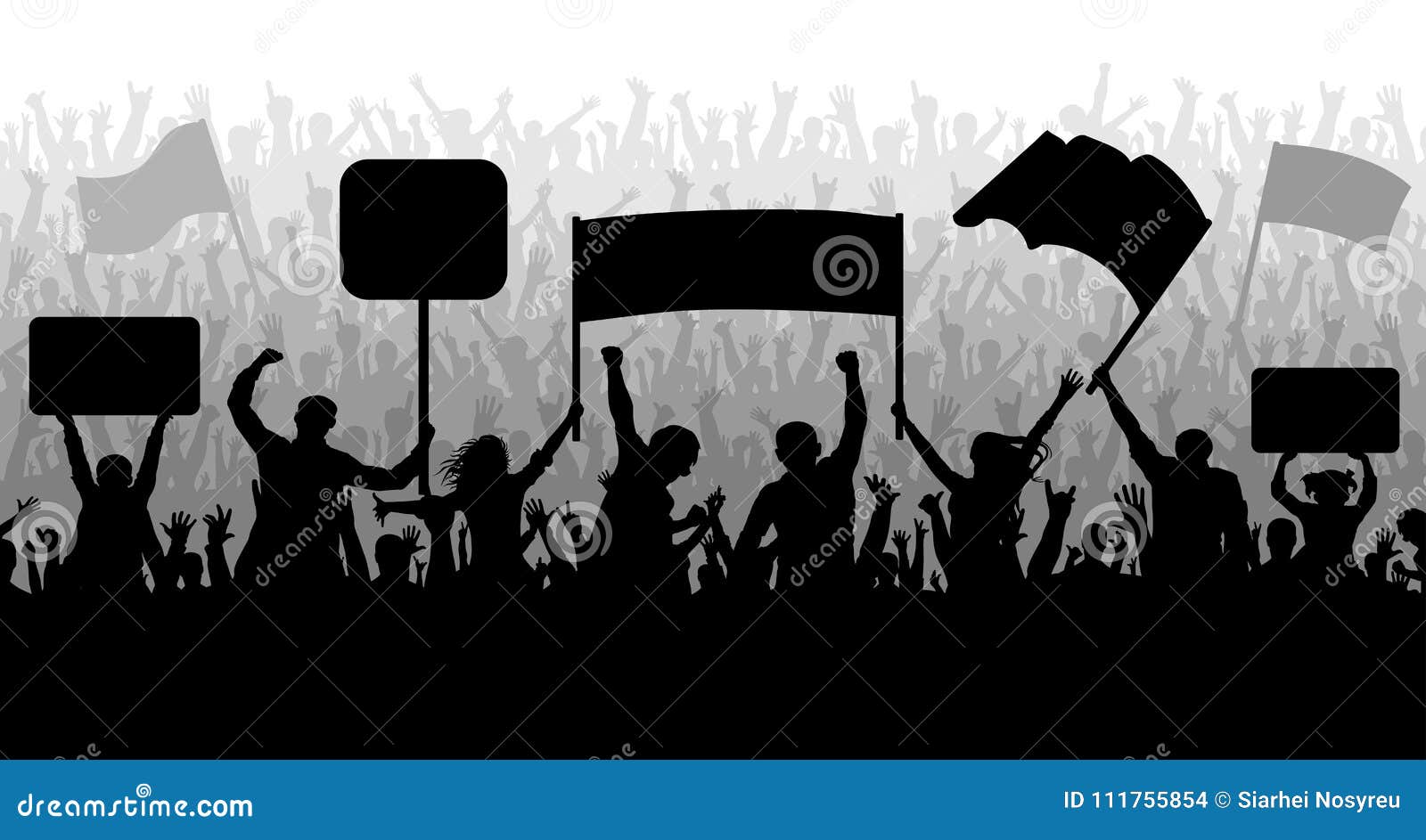 Demonstration, Manifestation, Protest, Strike, Revolution. Silhouette ...