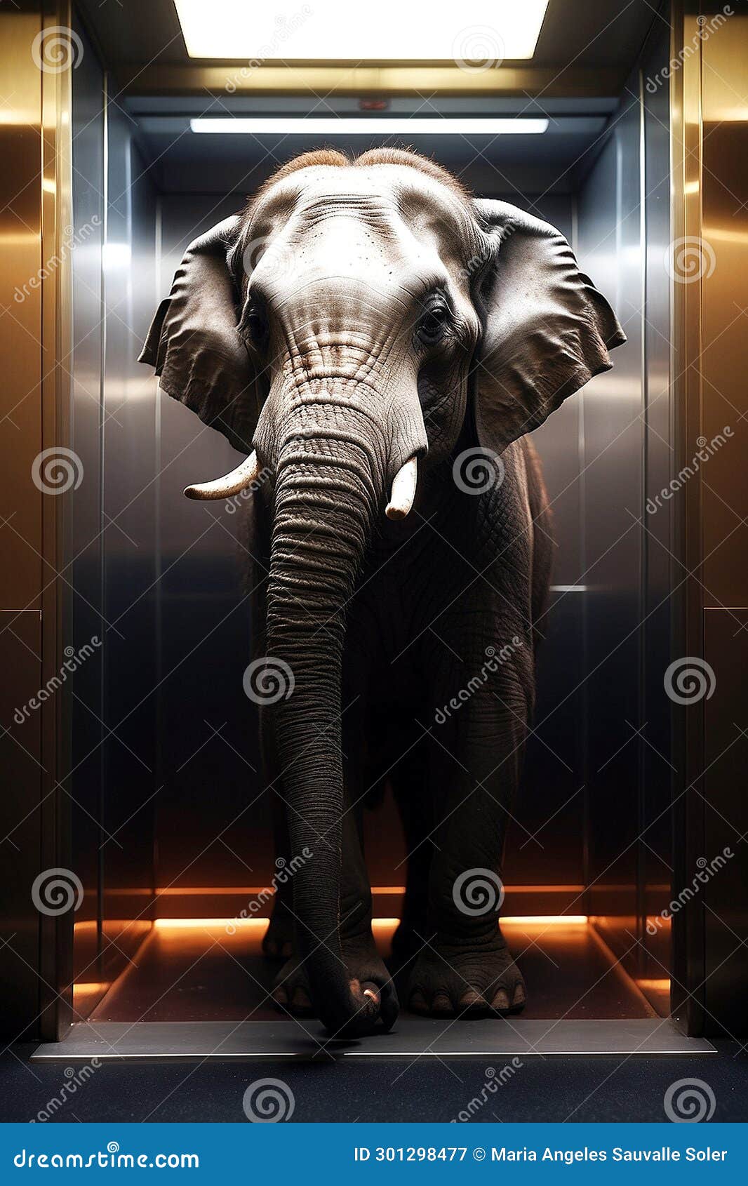 Elephant in an elevator stock illustration. Illustration of animal ...