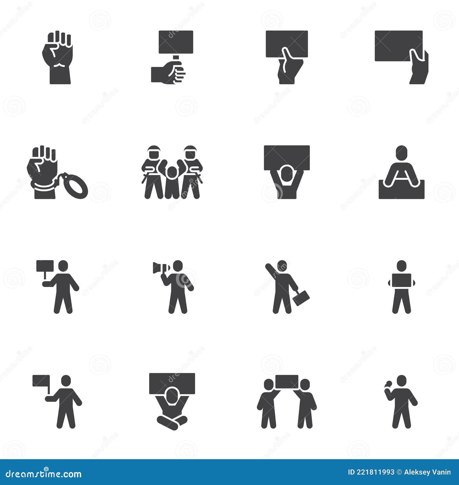 Demonstration, Protest Related Vector Icons Set Stock Vector ...