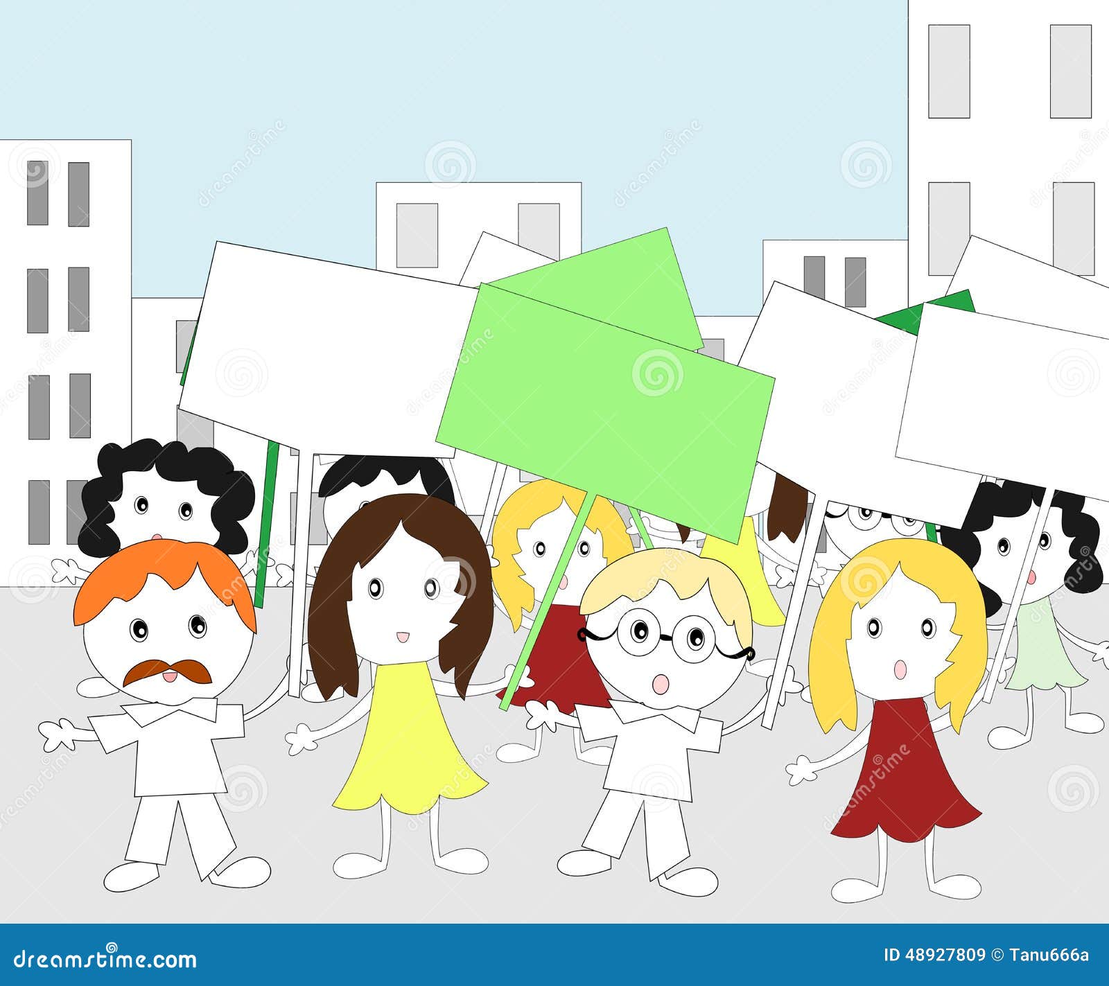 Demonstration, Rally People with Placards Stock Illustration ...