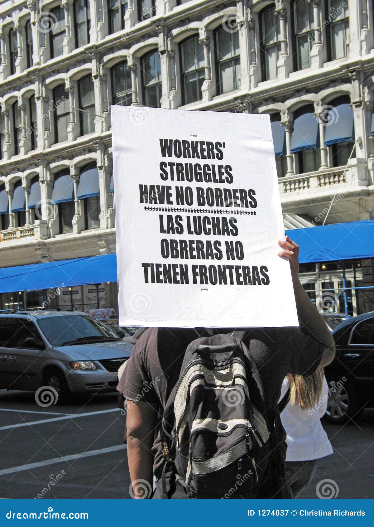 Demonstrator S Sign in Workers Protest in Manhattan Stock Image - Image ...