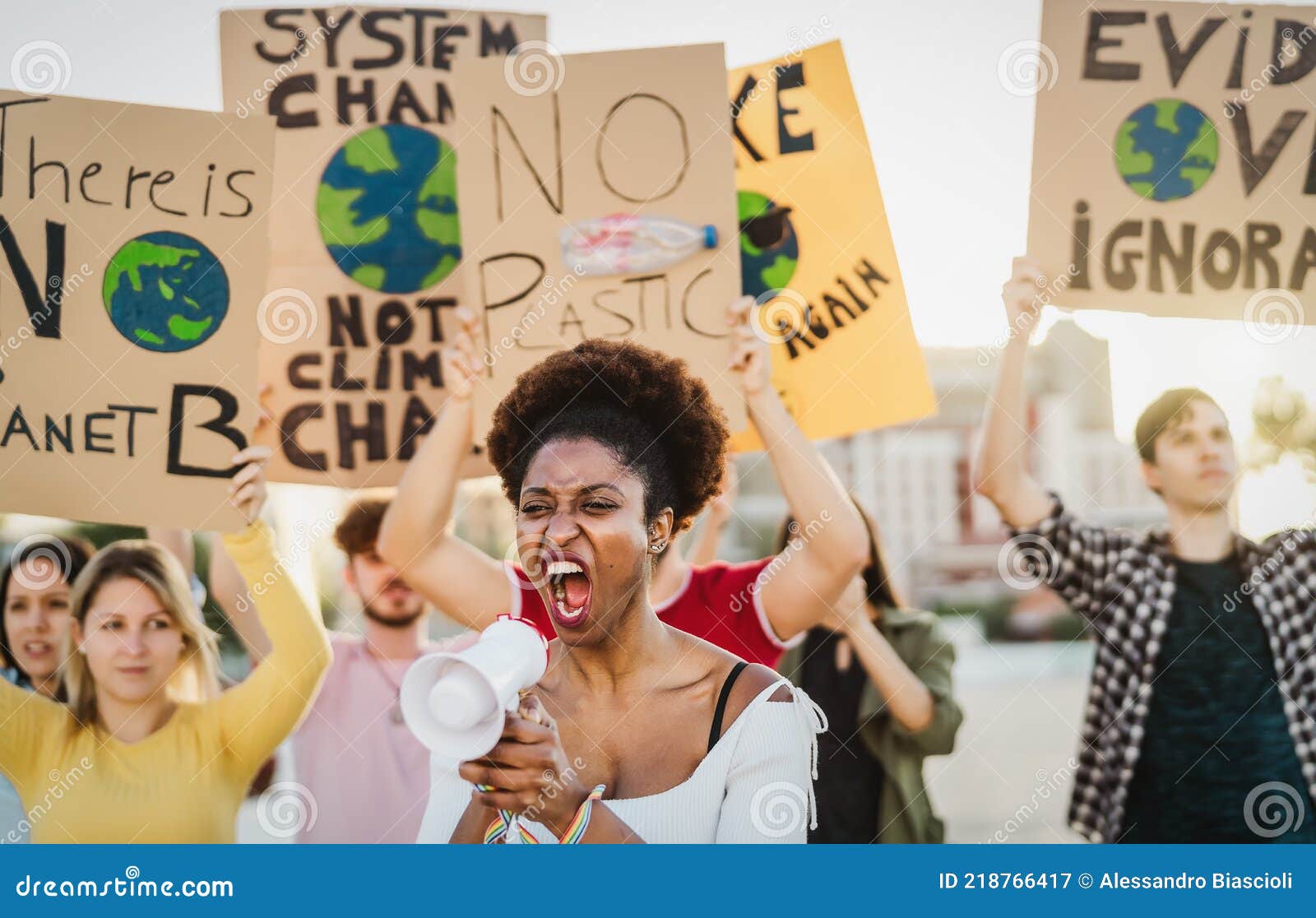 Demonstrators Group Protesting Against Plastic Pollution and Climate ...