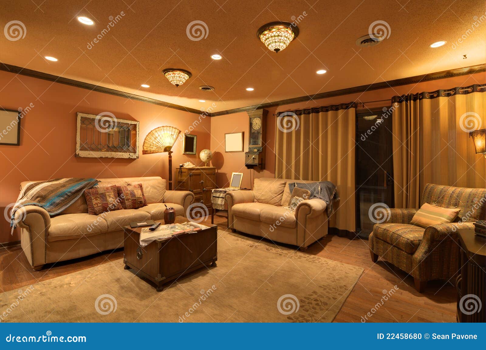 Den stock photo. Image of floors, artwork, couches, dens - 22458680