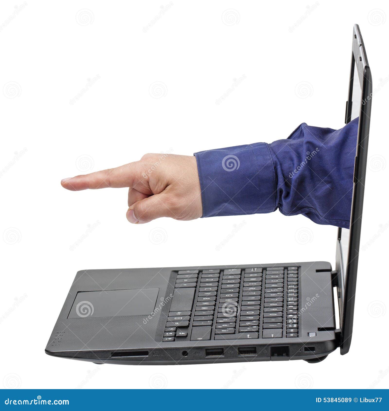 Den Finger-Computer-Laptop Zeigen Lokalisiert Stockbild - Bild von ...