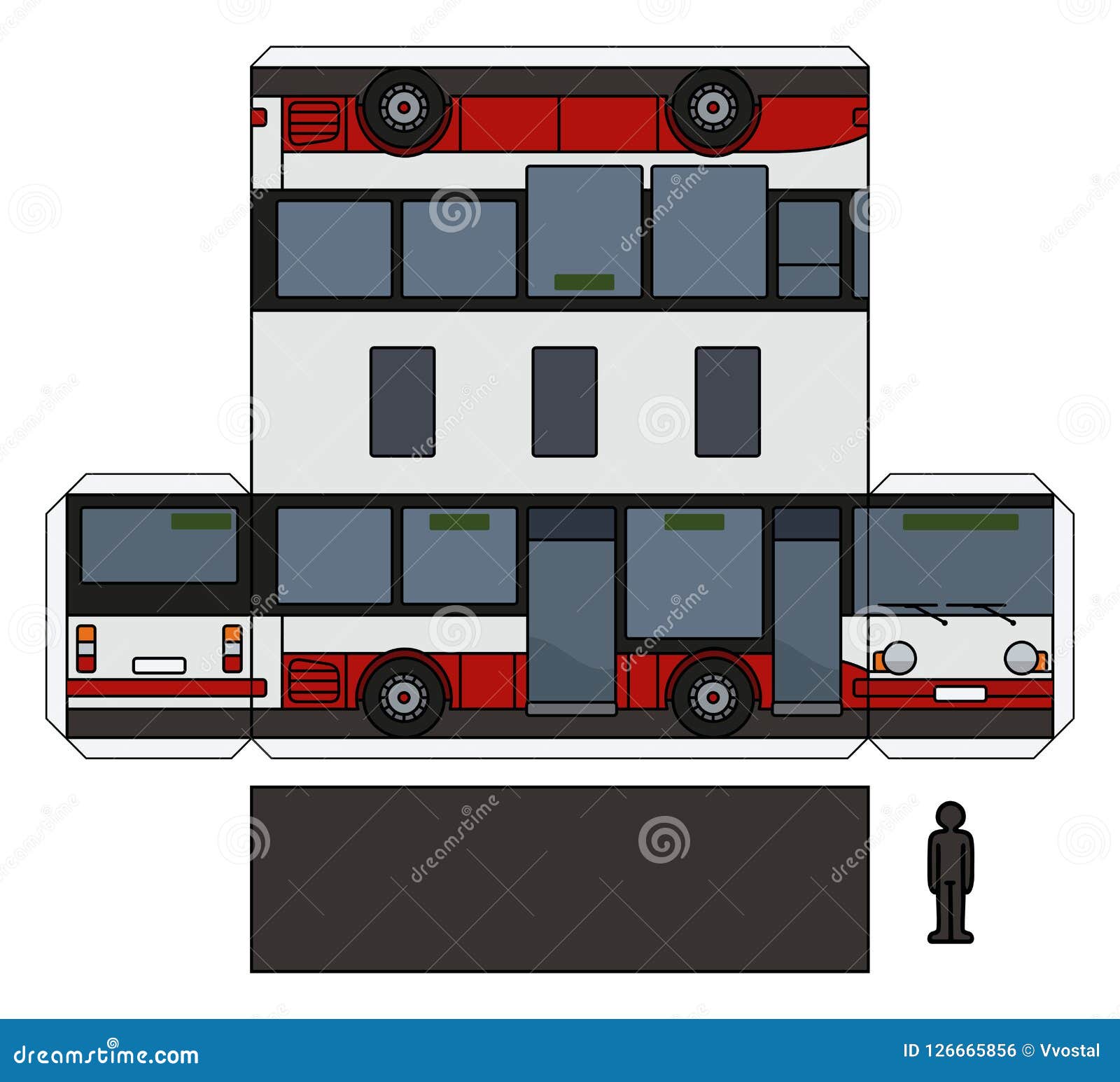 Den Pappers- Modellen Av En Liten Stadsbuss Vektor Illustrationer ...