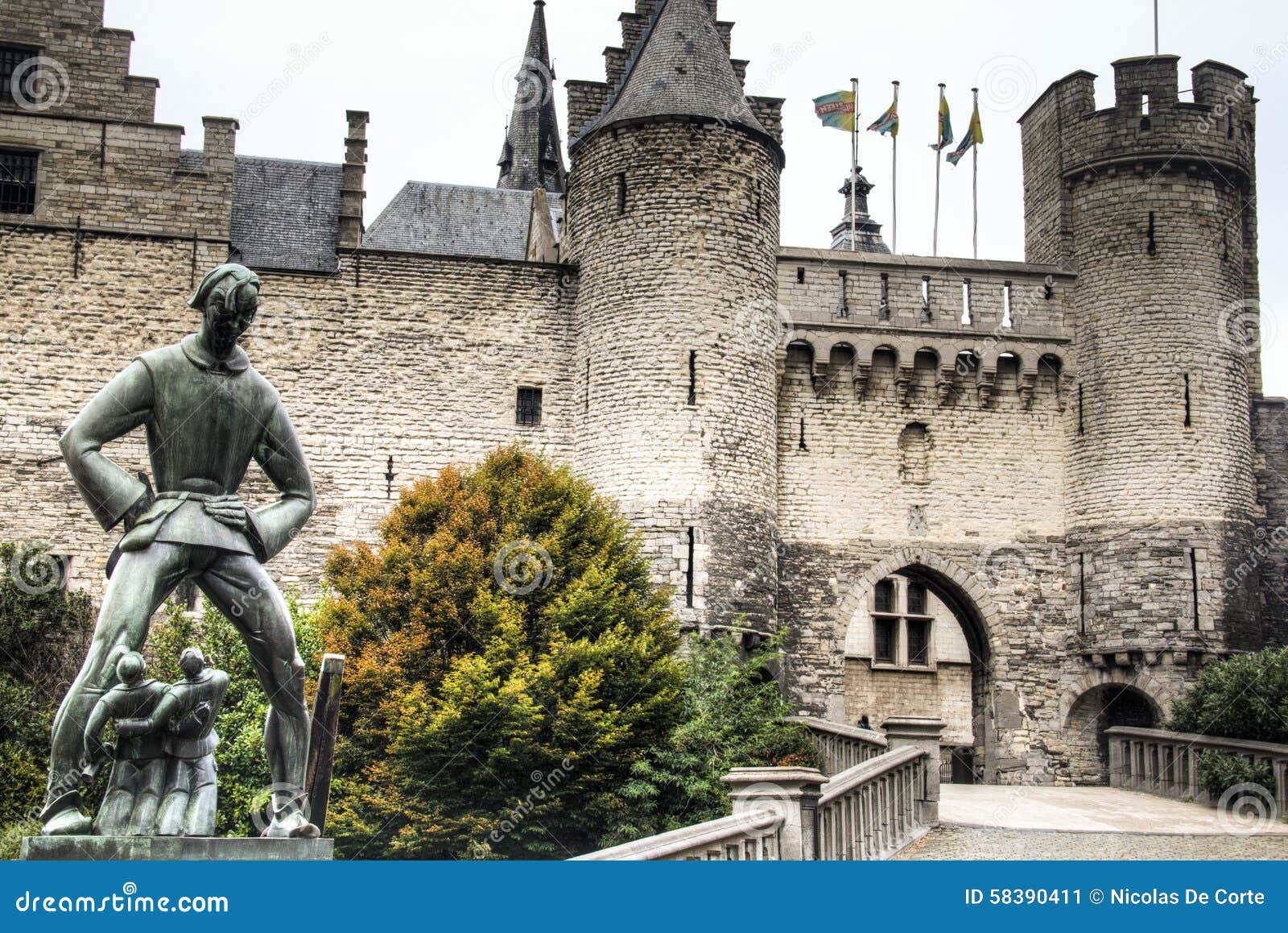 Den Steen Slotten I Antwerp Fotografering för Bildbyråer - Bild av ...