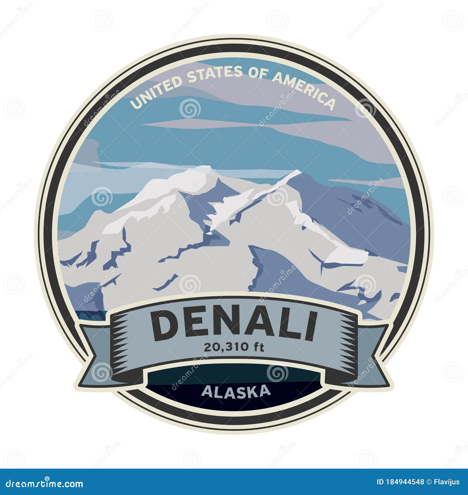 Denali Peak at Denali National Park in Alaska Stock Vector ...
