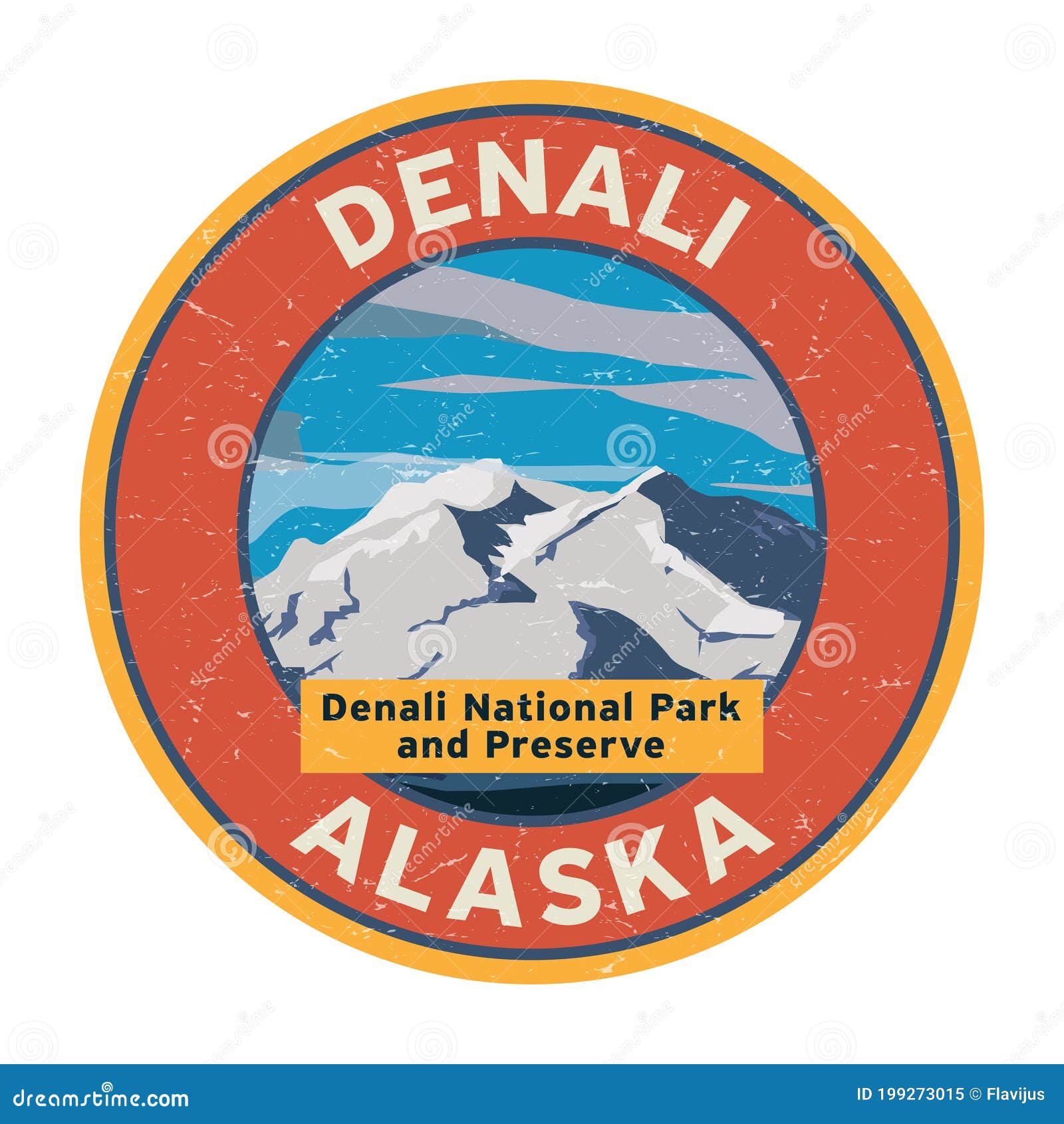 Denali Peak at Denali National Park in Alaska Stock Vector ...