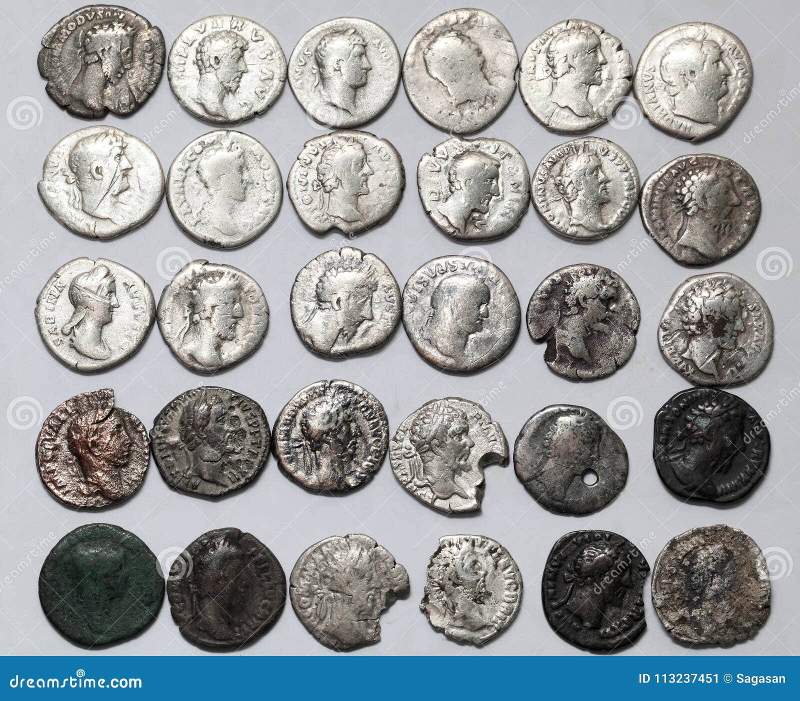 Denario Romano Monedas Antic Imagen de archivo - Imagen de primer ...