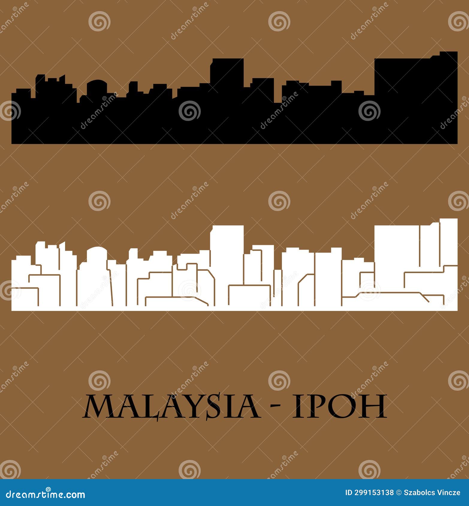 Ipoh, Malaysia City Silhouette Stock Vector - Illustration of outline ...
