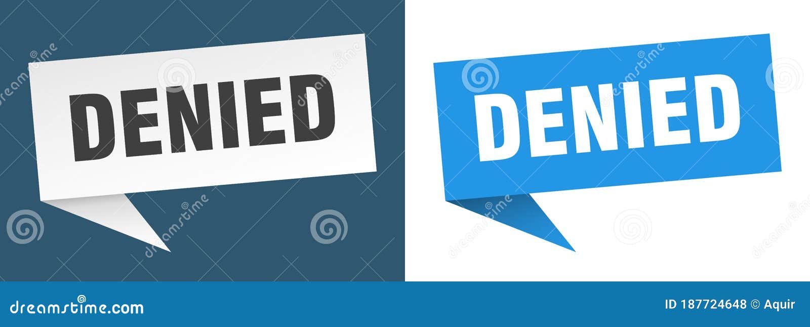 Denied Banner. Denied Speech Bubble Label Set Stock Vector ...