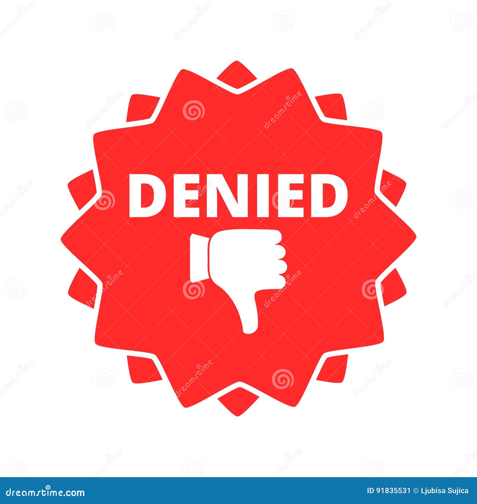 Denied button sign icon stock vector. Illustration of design - 91835531