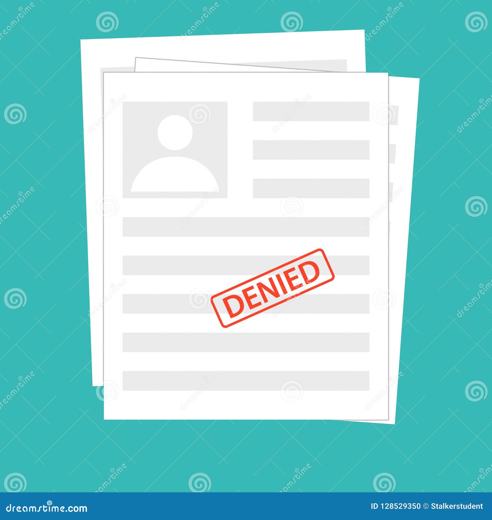 Denied Reject Document with Stamp. Grey Application Concepts. Top View ...