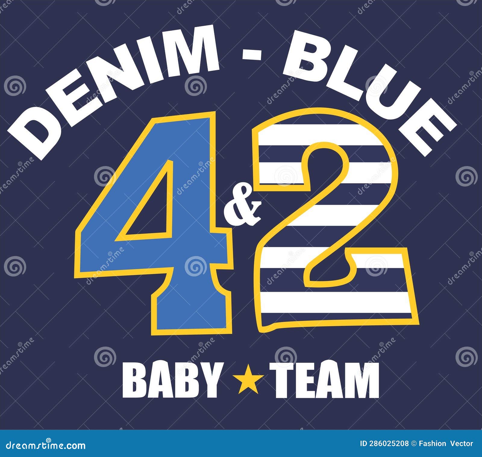 Denim Blue Baby Team Print Vector Art Stock Illustration - Illustration ...