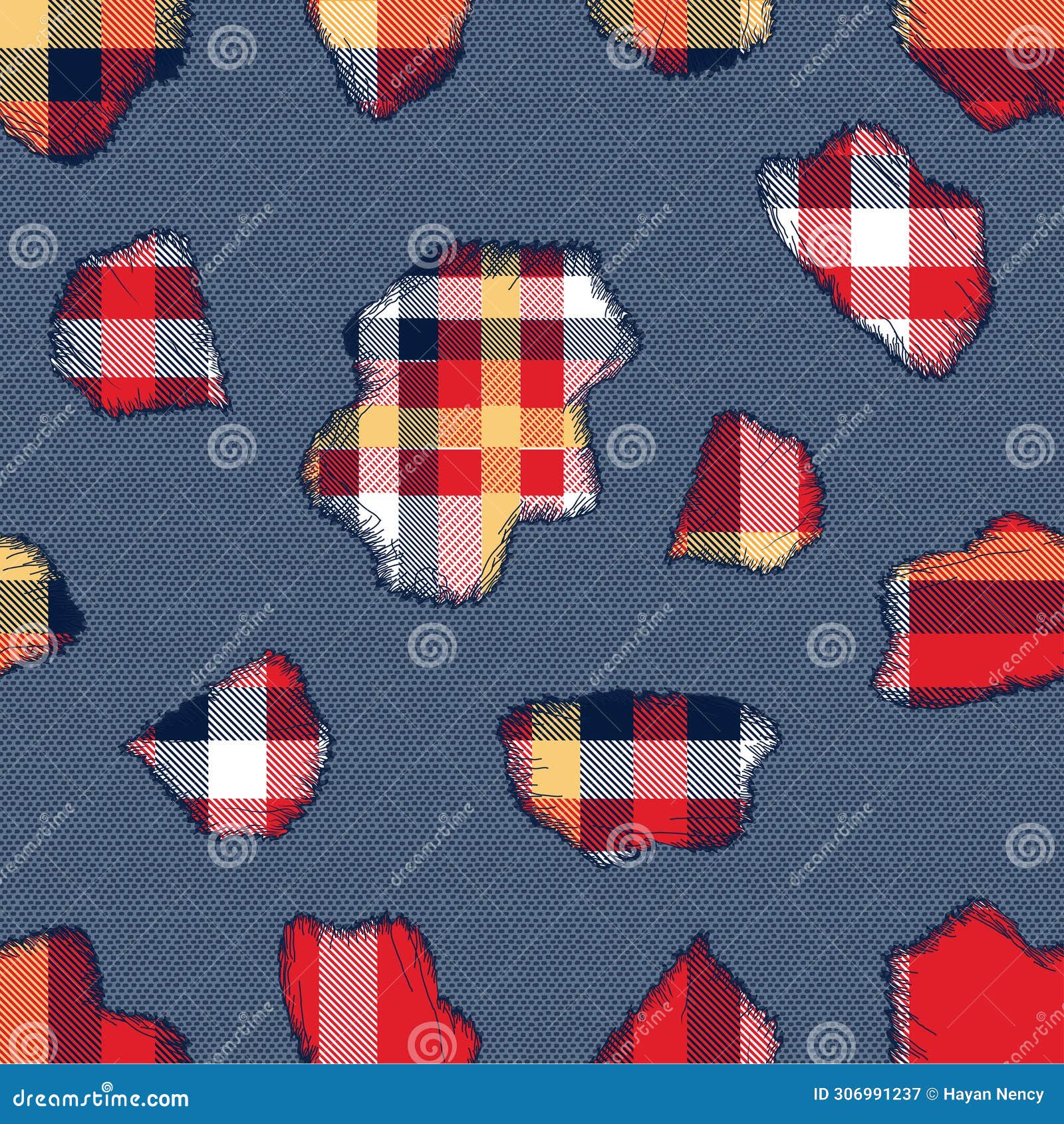 Denim Checks Patchwork Pattern on Textures Background Stock Vector ...