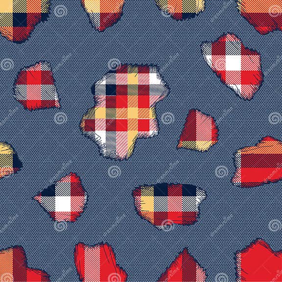 Denim Checks Patchwork Pattern on Textures Background Stock Vector ...