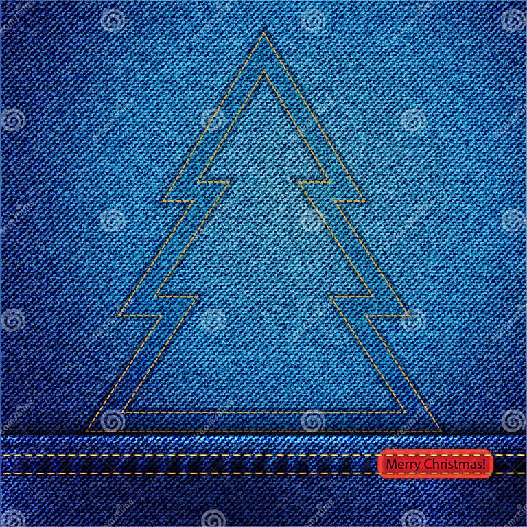 Denim Christmas Tree Outline Stock Vector - Illustration of graphic ...