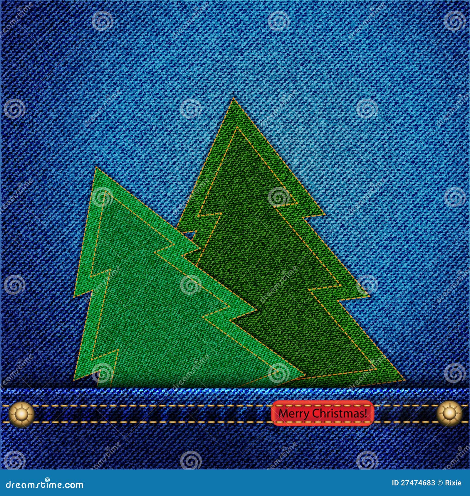 Denim Christmas Trees in Pocket Stock Vector - Illustration of ...