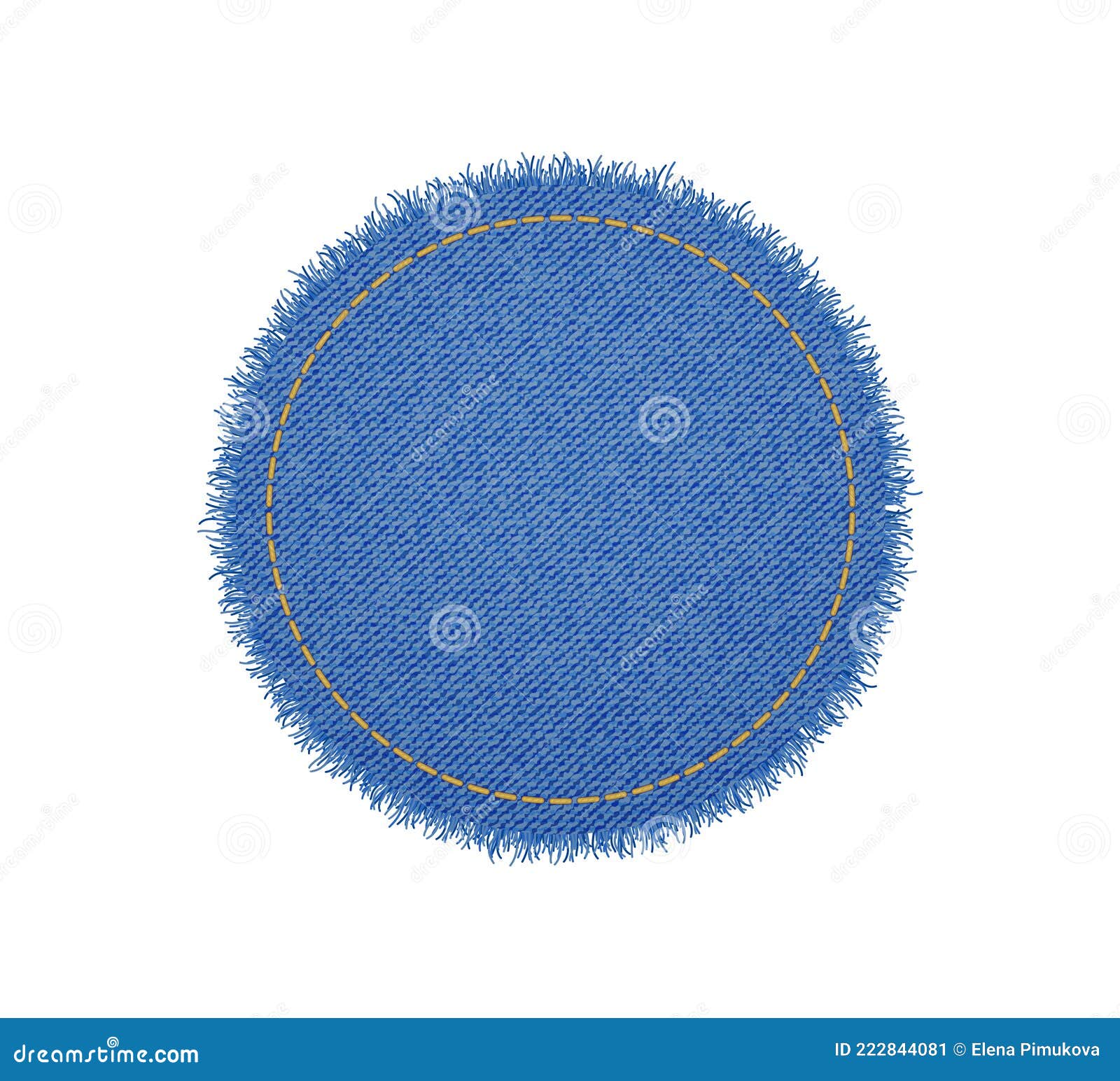Denim Ellipse Shape With Seam. Torn Jean Patch With Stitches. Vector ...