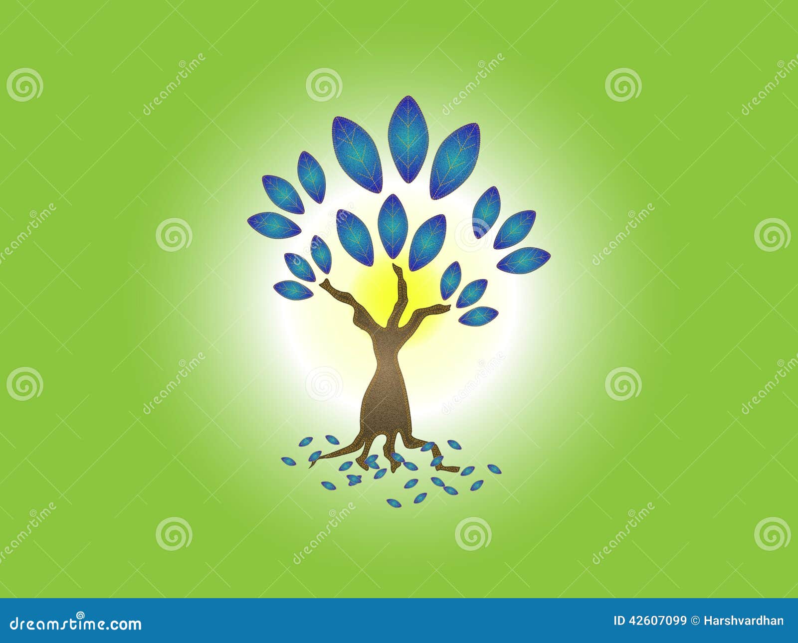 Denim Cloth Creative Herbal Tree Logo Background Stock Illustration ...