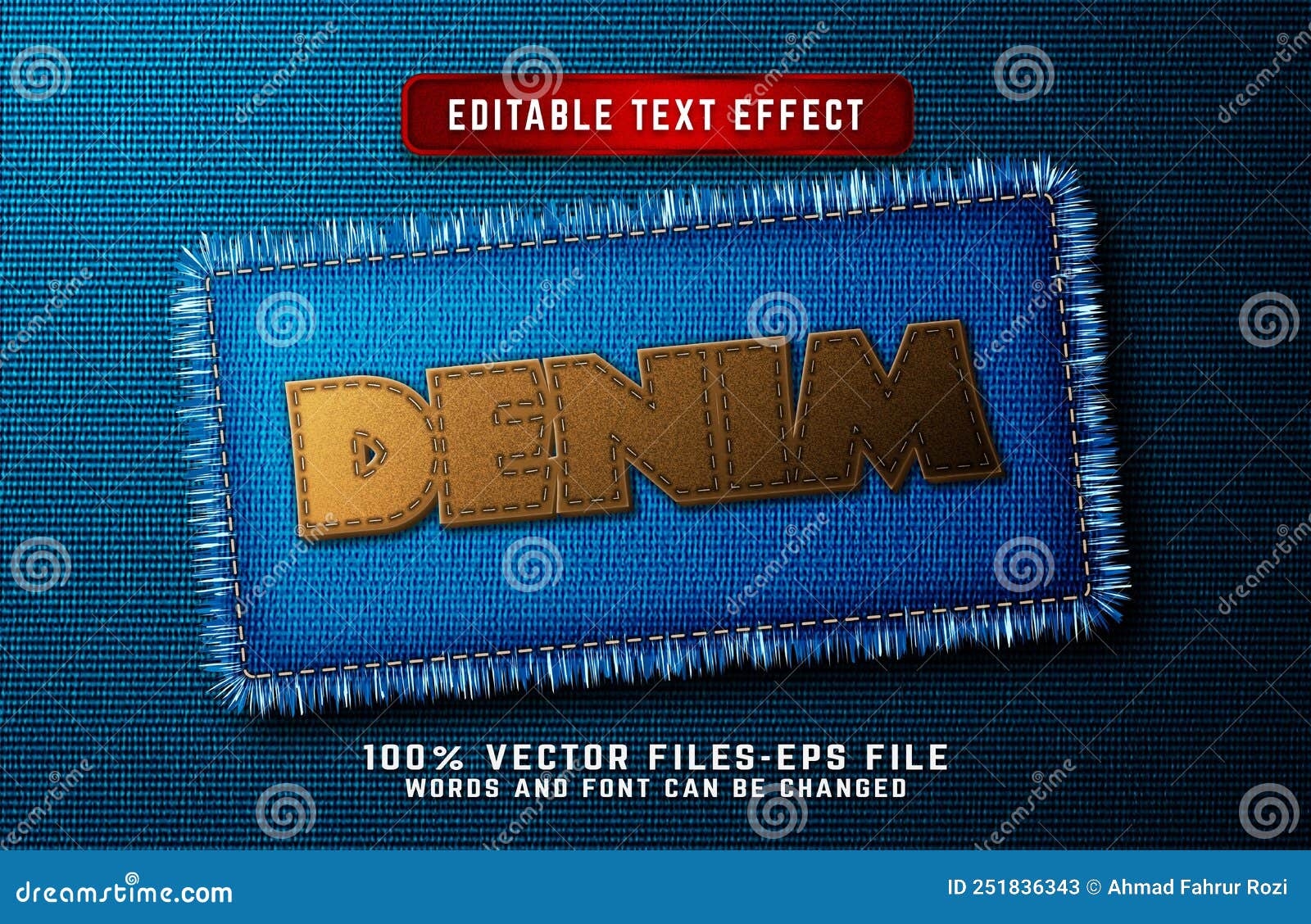 Denim 3d Realistic Text Effect Premium Vectors Stock Vector ...