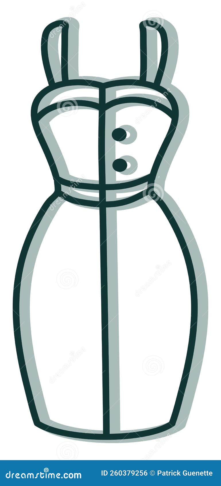 Denim Dress With Bustier Technical Sketch Cartoon Vector ...