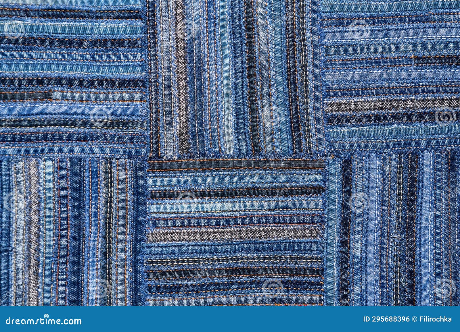 Denim Fabric Pattern in Patchwork Style Stock Photo - Image of grunge ...