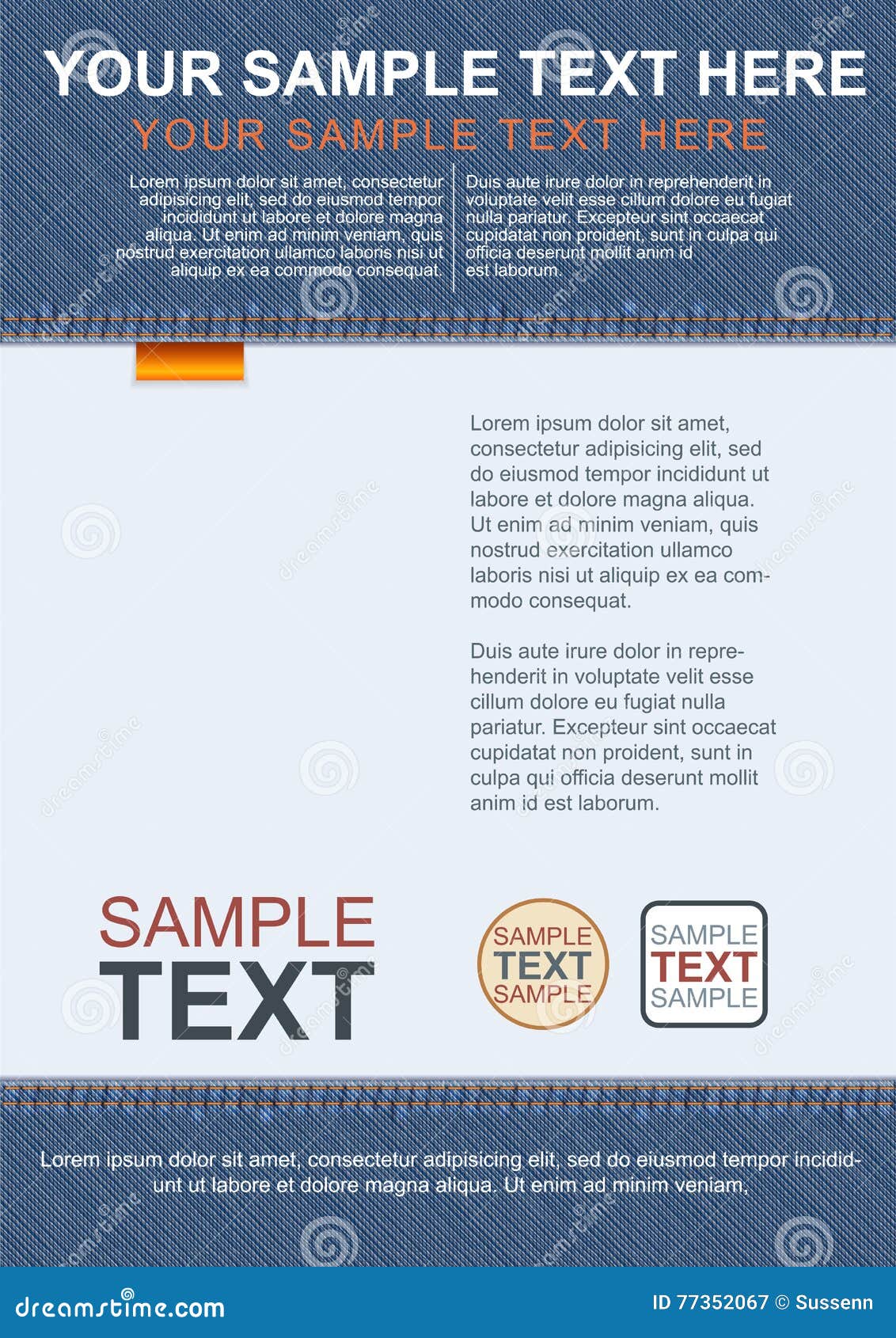 Denim Flyer Template stock vector. Illustration of book - 77352067