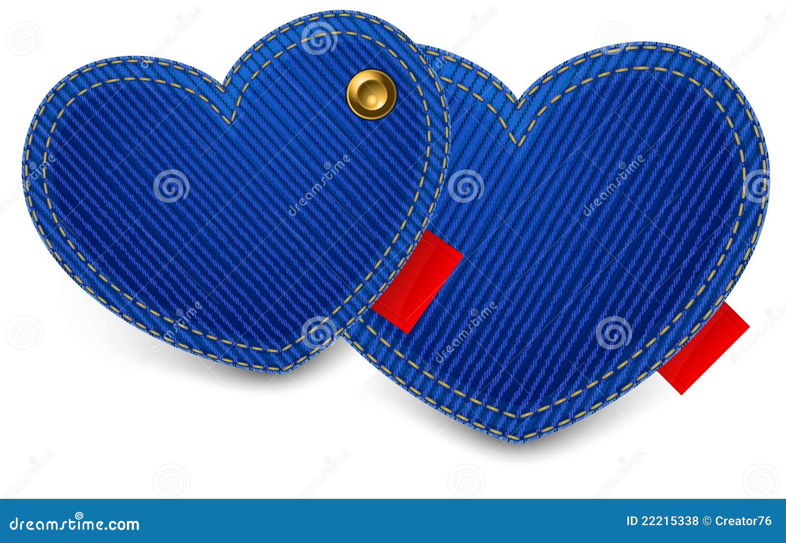 Denim hearts on white stock vector. Illustration of fabrics - 22215338