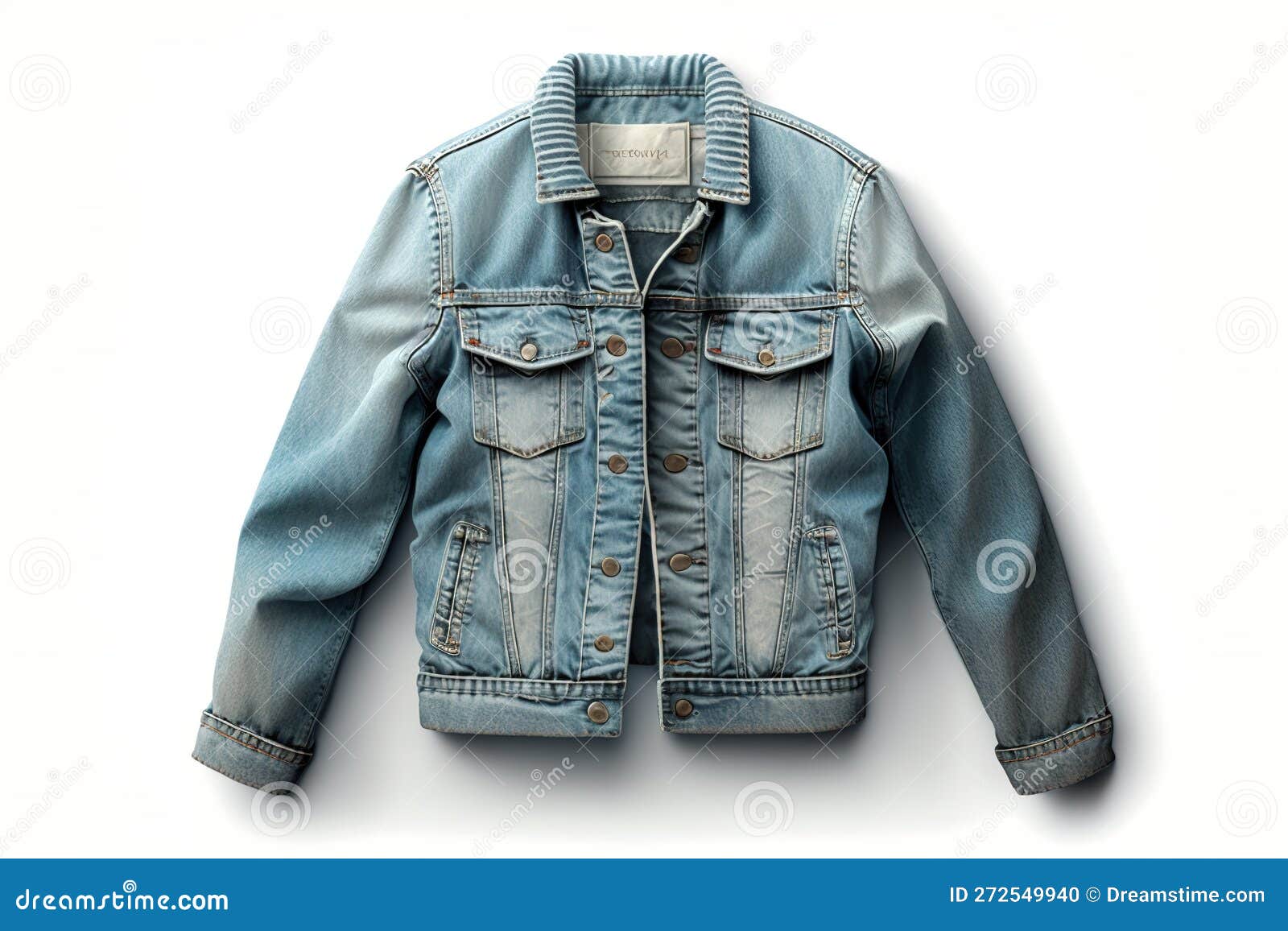 Denim Jacket Mock Up Over White Background. Stock Illustration ...