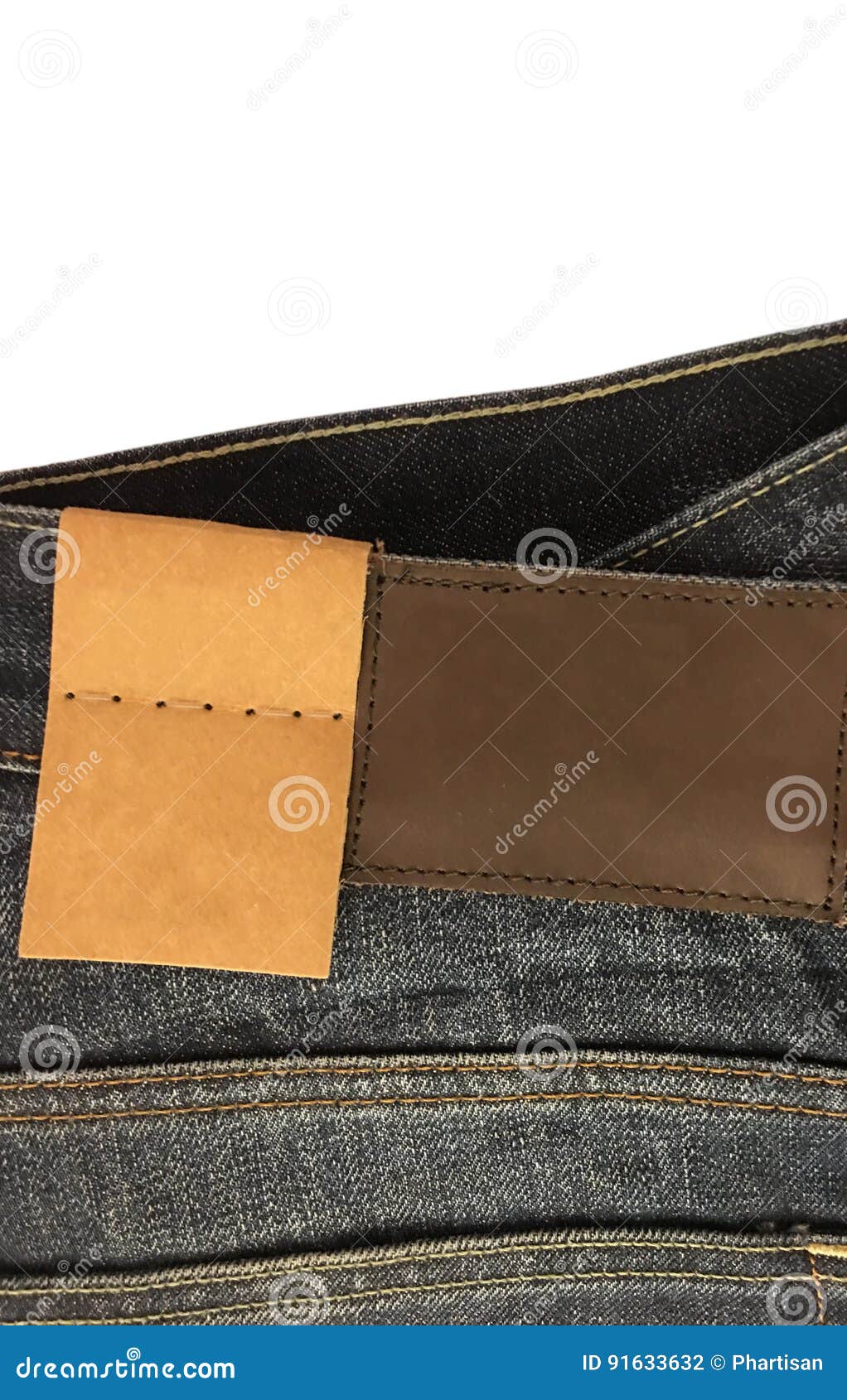 Denim Jean Blank Tag and Label Stock Photo - Image of pants, garment ...