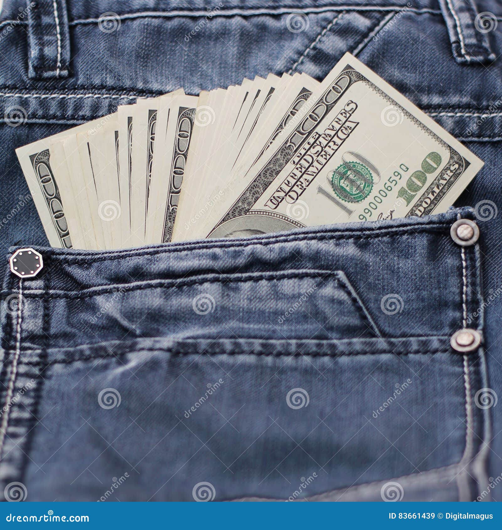 Denim jeans with money stock image. Image of currency - 83661439
