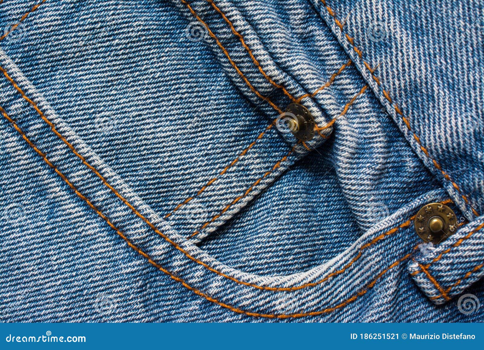 Denim Jeans Texture, Cotton Fabric. Pocket and Rivet Stock Image ...