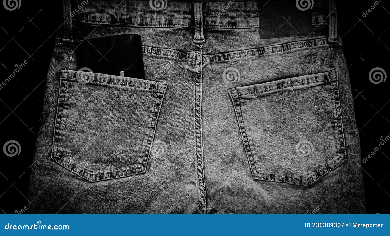 Jeans with a Wallet in Back Pocket, in Dark Stock Image - Image of ...