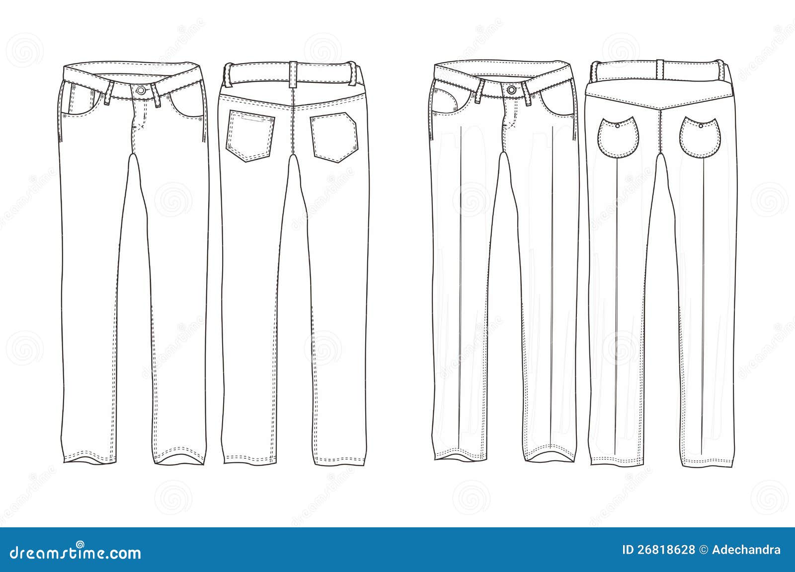 Denim long pants stock vector. Illustration of body, color - 26818628