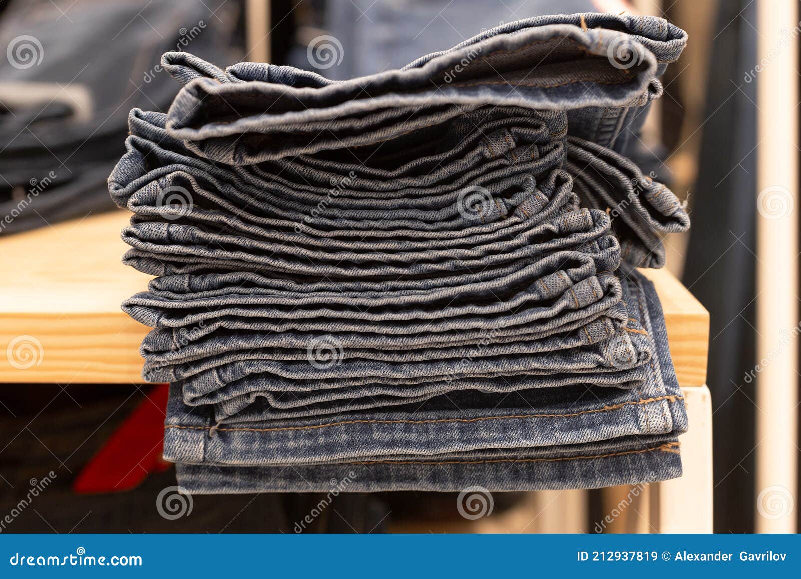 A Denim Pants, a Stack of Blue Jeans Stock Image - Image of denim ...