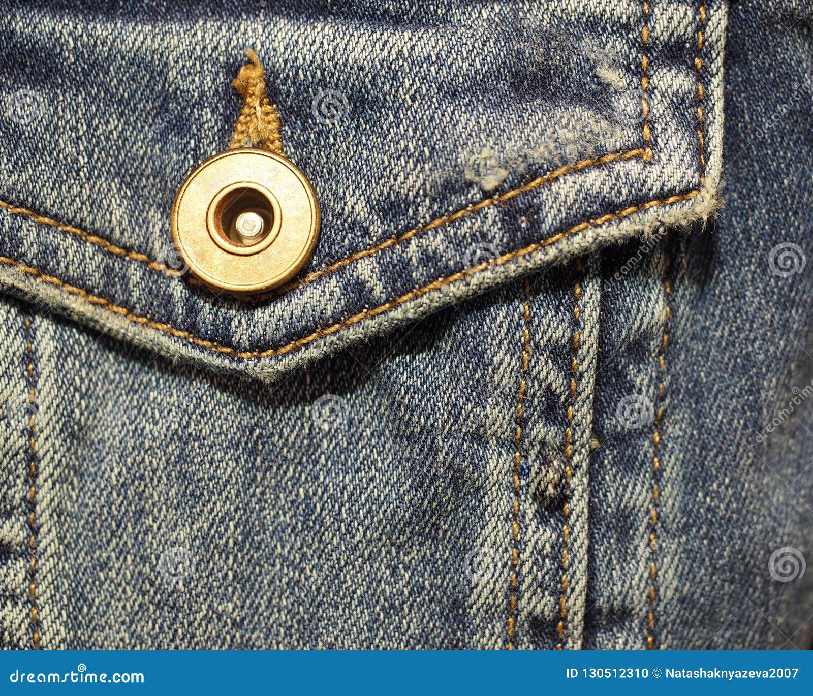 Denim Patch Pocket with Button Close Up Stock Photo - Image of ...